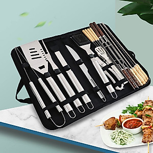 SEFAX Stainless Steel Grill Accessories, 20PCS BBQ Grill Tools Set with Storage Bag, Portable Grilling Utensil Kit for Travel, Picnics, RVs, Camping, BBQs