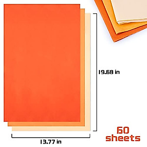 MR FIVE 60 Sheets Gift Tissue Paper Bulk,20" x 14",Tissue Paper for Gift Bags,DIY and Crafts,Gift Wrapping Tissue Paper for Fall Halloween Birthday Wedding Holiday, 3 Colors (Orange)