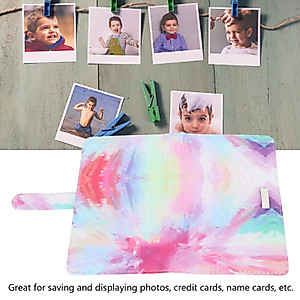 3in Photo Album, PU Leather Cover 16 Individual Pages Camera Photo Album Lock for Movie Ticket (Pink Tie Dye)