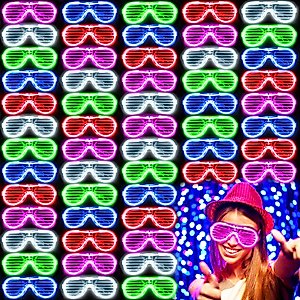 100 Pack Glow in The Dark Glasses Bulk for Kid Adult, 5 Color LED Light Up Glasses with 3 Flashing Modes, Neon Glowing Party Favor Supplies for New Years Eve Birthday Wedding Halloween Goody Bag stuff