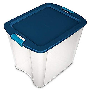 Sterilite® 104 Qt./26 Gal. Latching Storage Bin with Clear Base - True Blue