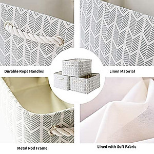 Tegance Storage Baskets Bins for Organizing, Foldable Sturdy Fabric Basket W/Handles, Large Rectangular Decorative Storage Basket for Shelves Nursery Closet Toy Blanket (3 Pack 15.7x11.8x8.3)…