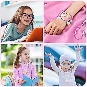 MTLEE 6 Pieces Kids Mask Lanyard Cute Beaded Glasses Chain Mask Necklace Holder with 12 Eyeglasses Chain Ends for Women Girls for Students School Present (Cute Style)