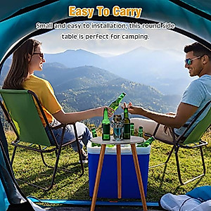 4 Set Round Side Table End Table with 3 Wood Legs Modern Accent Tray Nightstand White Bedside Table Small Coffee End Table for Living Room, Bedroom, Small Spaces, Easy Assembly 20.5 x 15.7 Inches