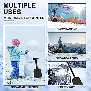 CARTMAN Aluminium Sport Shovel, Utility Scalable Camping Shovel, Garden Shovel, Beach Shovel Sand Shovel, Lightweight Snow Shovel for Car Emergency, 3 Piece Collapsible Design, Black