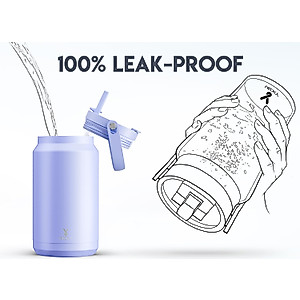 Meoky 50 oz Tumbler with Handle, Stainless Steel Vacuum Insulated Water Bottle, Keeps Cold for 36 Hours, 100% Leak Proof, BPA-free, Non-slip Base (Lilac)