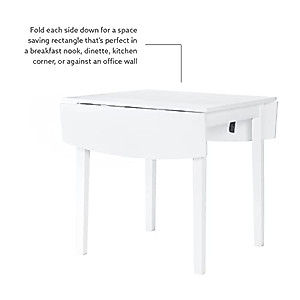 Linon White 30" Square 30" X 48" Fully Extended Torino Drop Leaf Table