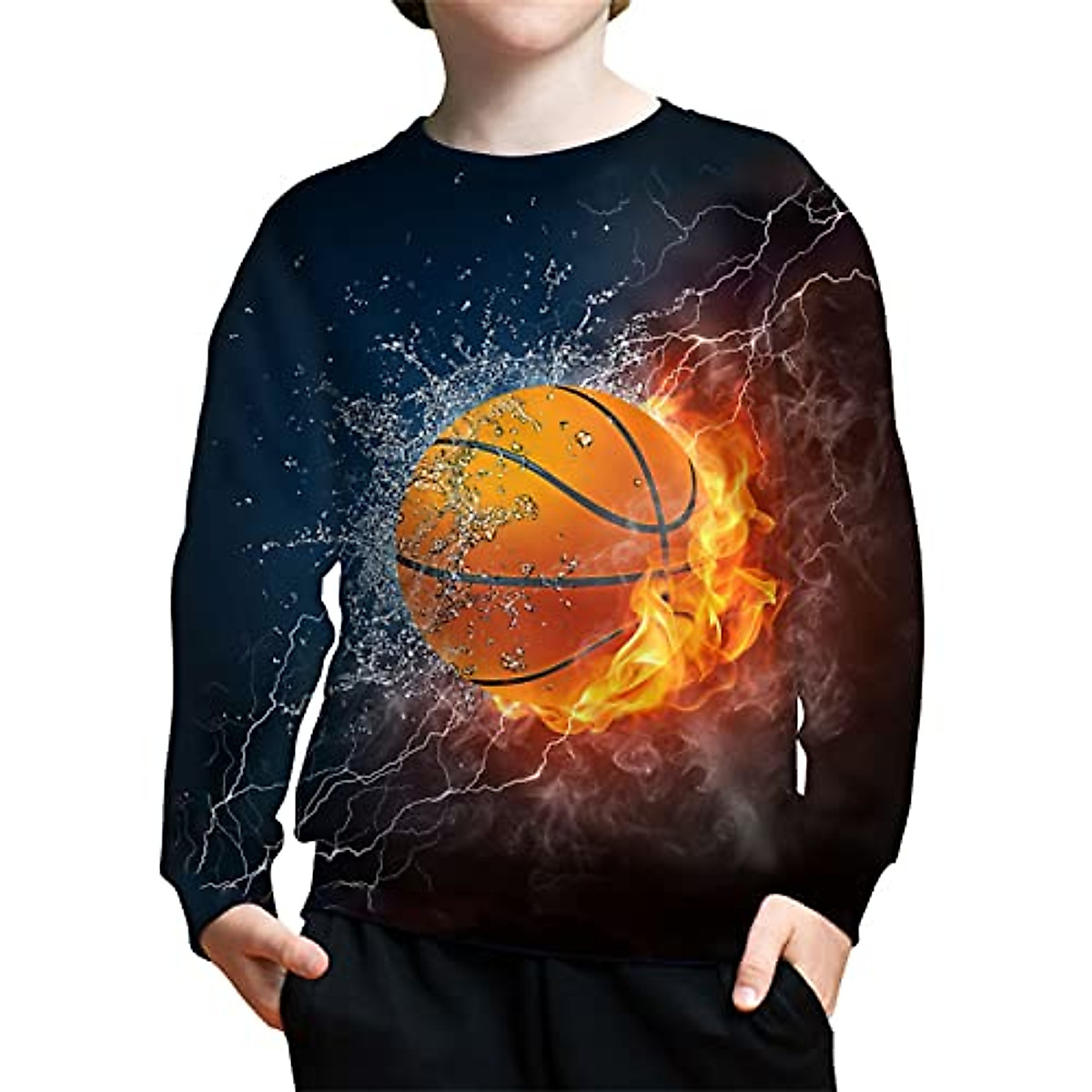 ZPINXIGN Basketball Boys Sweatshirts Long Sleeve Shirts Cool Clothes Sweaters for Girls Kids Teens 11-13 Years Old Jumper Youth Crewneck Fall Outfits Soft T-shirt Fashion Active Tops Tees