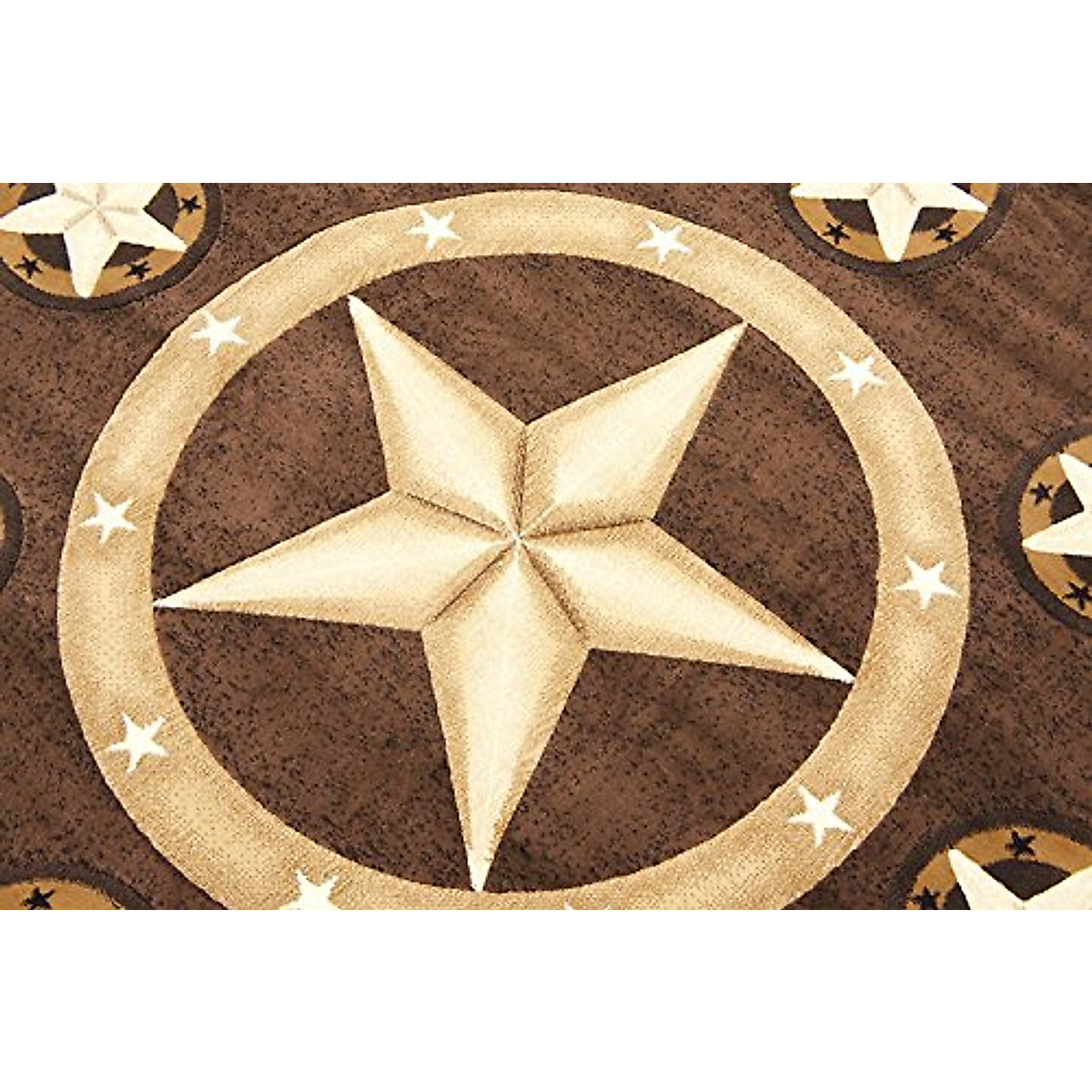 Champion Rugs Texas Western Star Rustic Cowboy Decor Novelty Area Rug Chocolate Brown (7 Feet X 7 Feet Round)