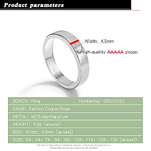 Dankadi Fashion Sterling Silver Men & Women Wedding Band Engagement Ring With Cubic Zirconia CZ 4.5MM Smooth Plain Dome Comfort Couples Ring Sizes 5 to 13 (7)