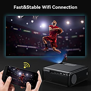Rayfoto WiFi Bluetooth Projector,9500L HD Native 1080P 300" Giant Screen Display,4K Support Video Projector, Home Movie Projector Compatible with TV Stick, PC, DVD, Laptop / Extra Bag Included