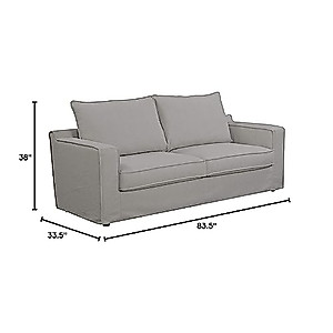 Serta Colton 85" Upholstered Living Room Sofa with Removable Slip Covers, Modern Track Arm Fabric Couch, Soft Comfortable Cushions, Linen Beige