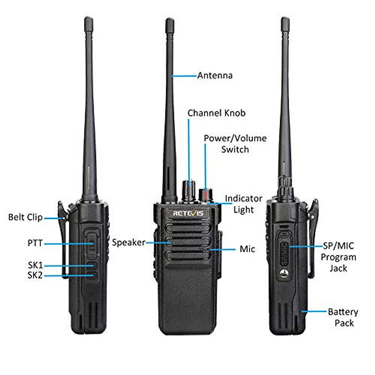 Retevis RT29 Walkie Talkies for Adults Long Range, Heavy Duty Two Way Radios with 3200mAh Rechargeable,Emergency Alarm 2 Way Radios with Charging Station(6 Pack)