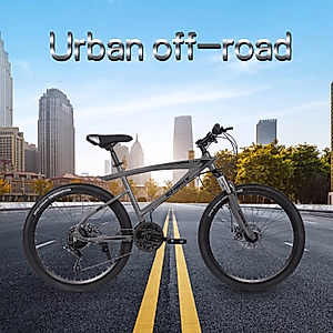 26'' Mountain Bike, 21 Speed Outdoor Snow Beach Bike, Full Suspension Adult Hybrid MTB Racing Bikes for Women Men, Comfort Complete Cruiser Bicycle, Lightweight City Commuter Road Cycling (J)