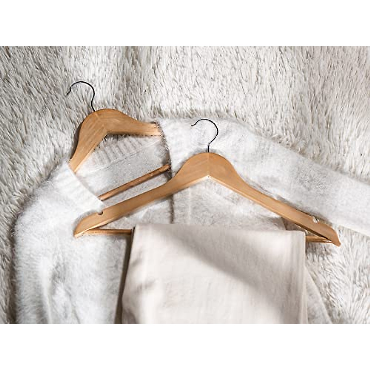 StorageWorks Wooden Coat Hanger, 20 Pack Heavy Duty Clothes Hangers, Natural Wood Color, Natural Wood Hangers for Shirts, Jackets, Pants, Suits