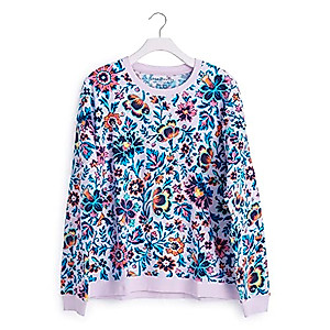 Vera Bradley Women's French Terry Drop Shoulder Sweatshirt, Cloud Vine Multi, Medium