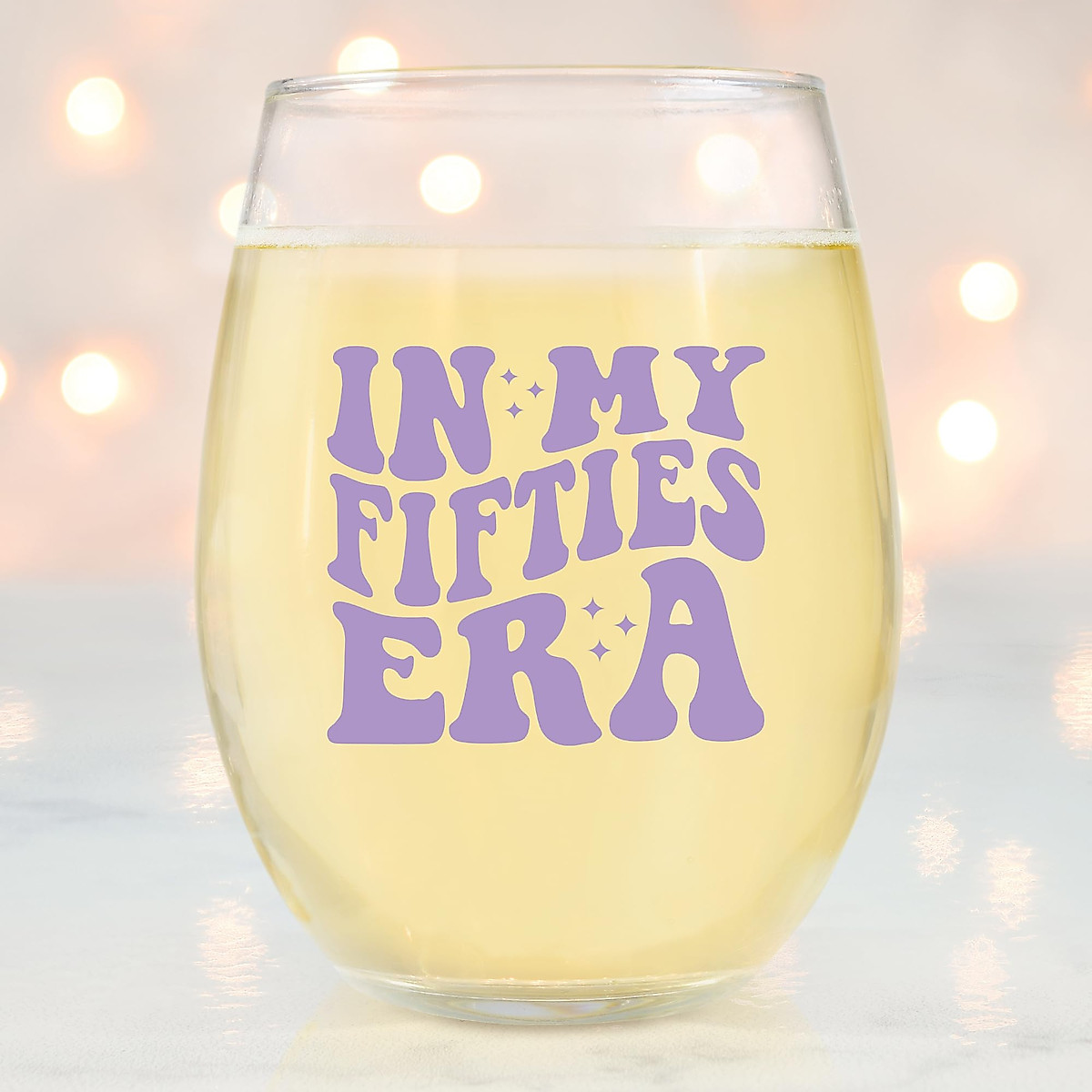 In My Fifties Era 50th Birthday Wine Glass - 15 Oz, Scratch Resistant Birthday Glass - Funny Wine Glass, Ideal 50th Birthday Gifts for Women - Printed in the USA