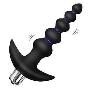 Vibrating Anal Beads Butt Plug - YOSPOSS Flexible Silicone 16 Vibration Modes Graduated Design Anal Sex Toy Waterproof Bullet Vibrator for Men, Women and Couples