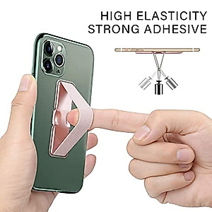 Phone Strap, CISID 4 Pcs Phone Finger Holder Back of Phone Grip with Stand Suitable for iPhone Samsung and Most Smartphones(Black Black Silver Rose Gold 4PCS)