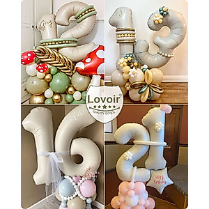 40 Inch Cream Sand White Number 1 Balloon Large Size Jumbo Digit Mylar Foil Helium Balloons for Birthday Party Celebration Decorations Graduation Anniversary Baby Shower Photo Shoot