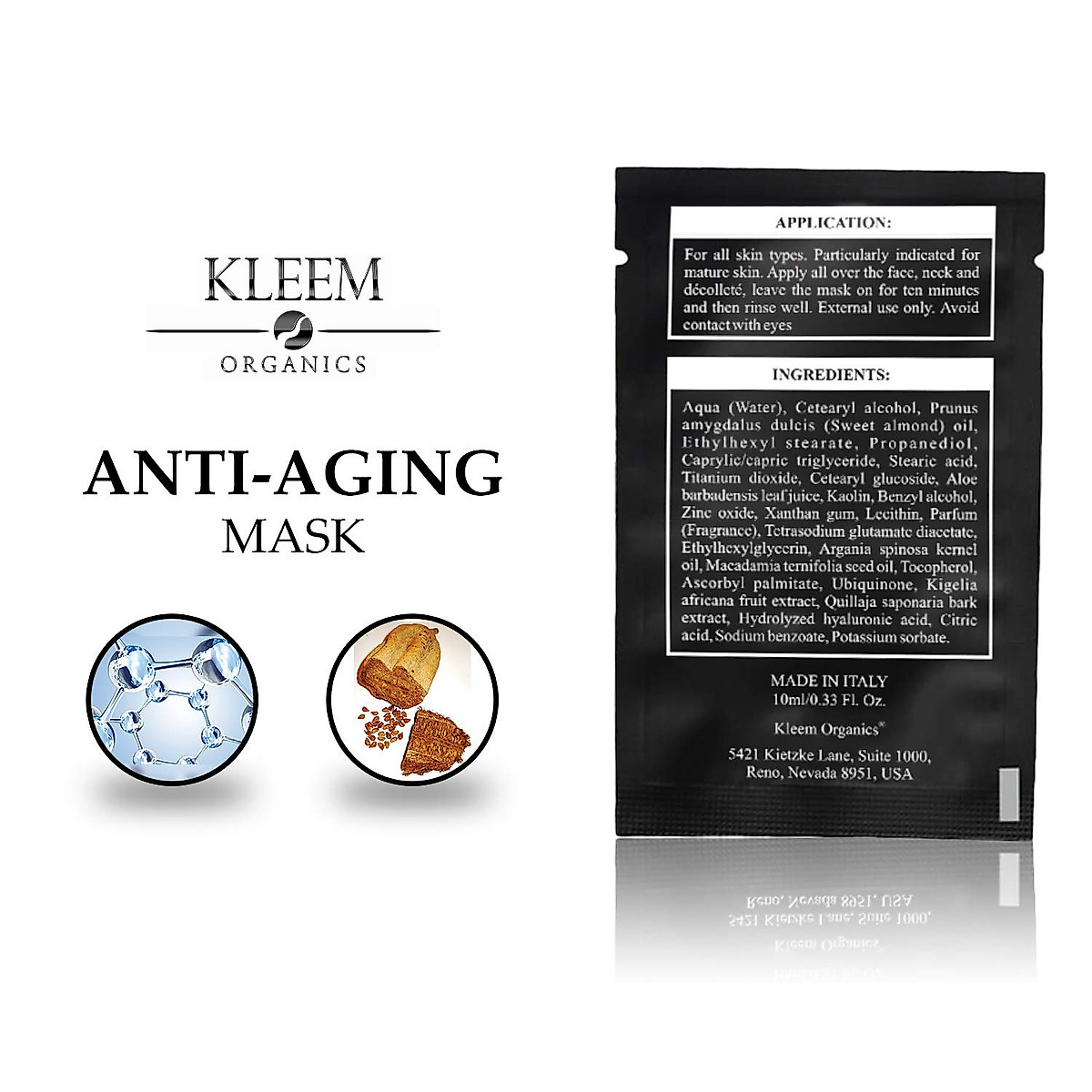 Kleem Organics Facial Face Masks: Anti Aging Face Mask | Moisturizing & Detox Face Mask | Nourishing & Soothing Face Mask. 3 Pack