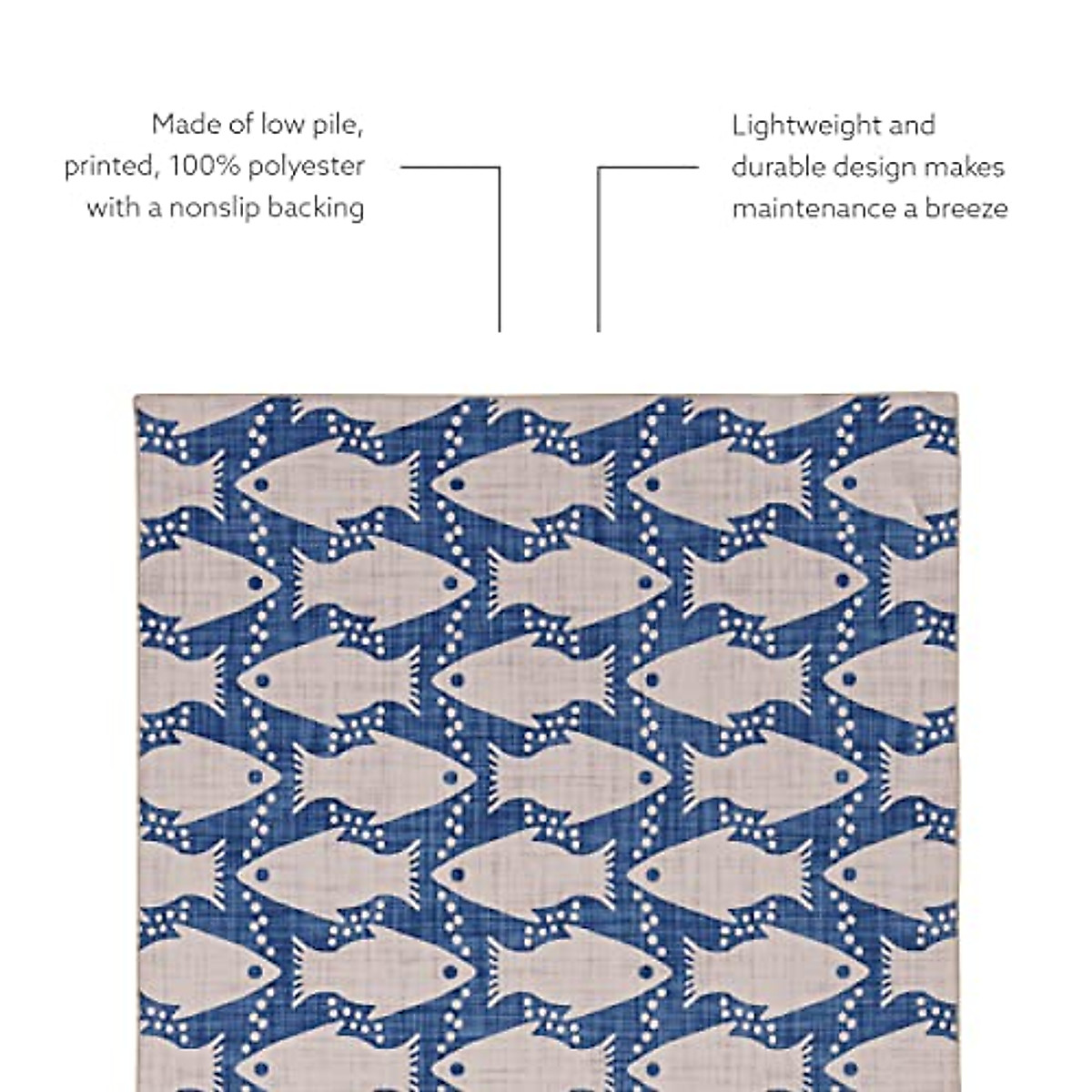 Linon The Anywhere Washable Rug Shayna Ivory/Blue 2' X 8' Runner Rug