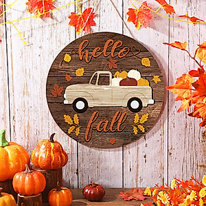 Boao Thanksgiving Welcome Sign for Front Door Hello Fall Wood Sign Autumn Harvest Door Hanger Fall Farmhouse Decor Hanging Porch Sign Rustic Outdoor Plaque Wall Art Thanksgiving Decoration for Home
