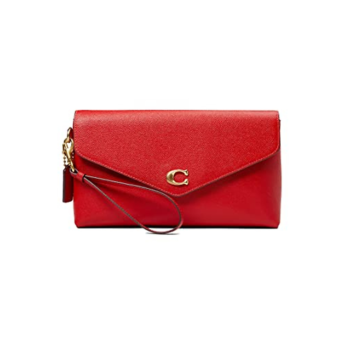 COACH Cross Grain Leather Wyn Wristlet Sport Red One Size