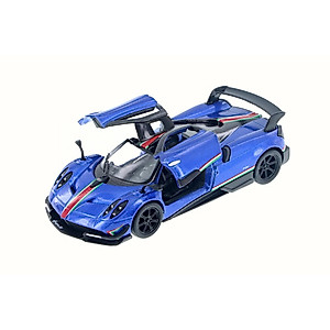 KiNSMART 2016 Pagani Huayra BC Blue w/Racing Strip Decal 5" 1:38 Scale Die Cast Metal Model Toy Super Race CarCar w/Pullback Action