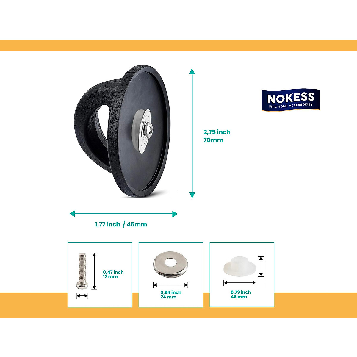 NOKESS Universal Pot Lid Knob Compatible with Crockpot Lids, Pan Lid Replacement Handle, Heat Resistant Pot Knob for Glass, Steel Lids, Easy Grip Lid Handle, Kitchen Cookware, 2.75”x1.77”