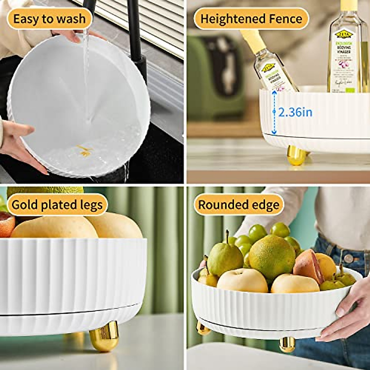 Lazy Susan, Makeup Organizer,Turntable Organizer for Cabinet, Plastic Rotating Turntray Container Bins, Round Spinning Organization for Pantry, Fridge, Countertop, Vanity, Spices, Condiments (Large)