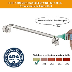 2 Pack Shower Grab Bar with Knurled Anti-Slip Grip 18 Inch ADA Compliant 500lbs Supporting with Concealed Screws 304 Stainless Steel Brushed Nickel Handicap Bars for Bathroom