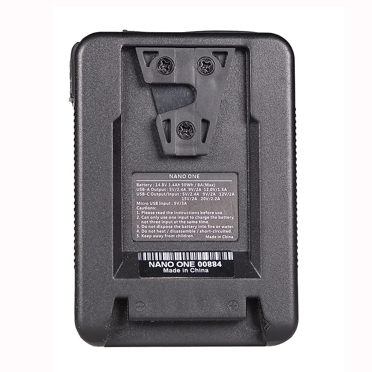 FXLION Nano ONE V Mount Battery 3400mAh(50Wh/14.8V) with D-TAP,USB-C,USB-A,Micro-USB Ports,Portable Rechargeable V Lock Battery for Cameras/Camcorders/MacBook/LED Lights/Monitors