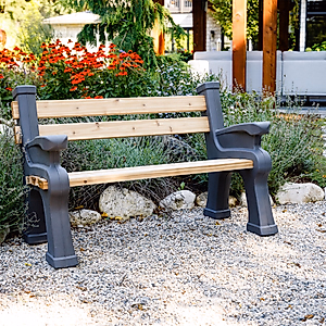 RTS Home Accents Classic DIY Bench Ends with Backrest and Armrest, Graphite, Set of 2