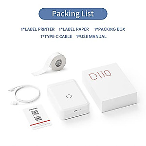Label Maker Machine with Tape, D110 Portable Bluetooth Label Printer, Small Smart Phone Handheld Sticker Mini Labeler, Easy to Use Inkless Office Home Organization USB Rechargeable