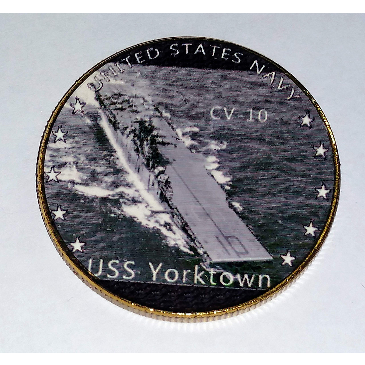 US Navy USS Yorktown CV-10 Colorized Challenge Art Coin