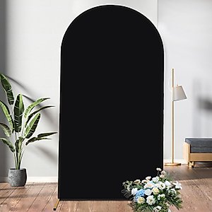 Spandex Fitted Arch Backdrop Cover Chiara Arch Cover Backdrop Fabric,2-Sided Wedding Arch Cover for Wedding Ceremony Birthday Party Baby Shower Banquet Decoration(Black, 4 x 7.2 ft)