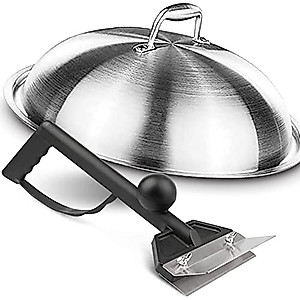 Uniflasy Griddle Cover for Blackstone 28'' Griddle Without Hood,for Most 2 Burner Flat Top Grill Griddle, Heavy Duty 600D Polyester Grilling Cover with Support Pole & Stainless Steel Melting Dome Lid