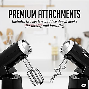 OVENTE Electric Kitchen Stand Mixer with 3.5-Quart Removable Stainless Steel Mixing Bowl, 5 Speed Control, 250-Watt Power, 2 Blender Attachment Egg Beater Whisk & Dough Hook Black SM680B