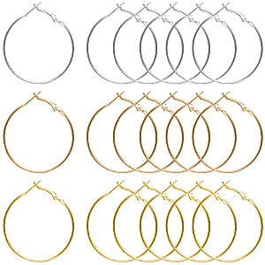 60pcs Beading Hoop Earrings Finding,FUNCYboo 50mm Round Earring Hoop Open Earring Beading Hoops for Jewelry Making DIY Crafts