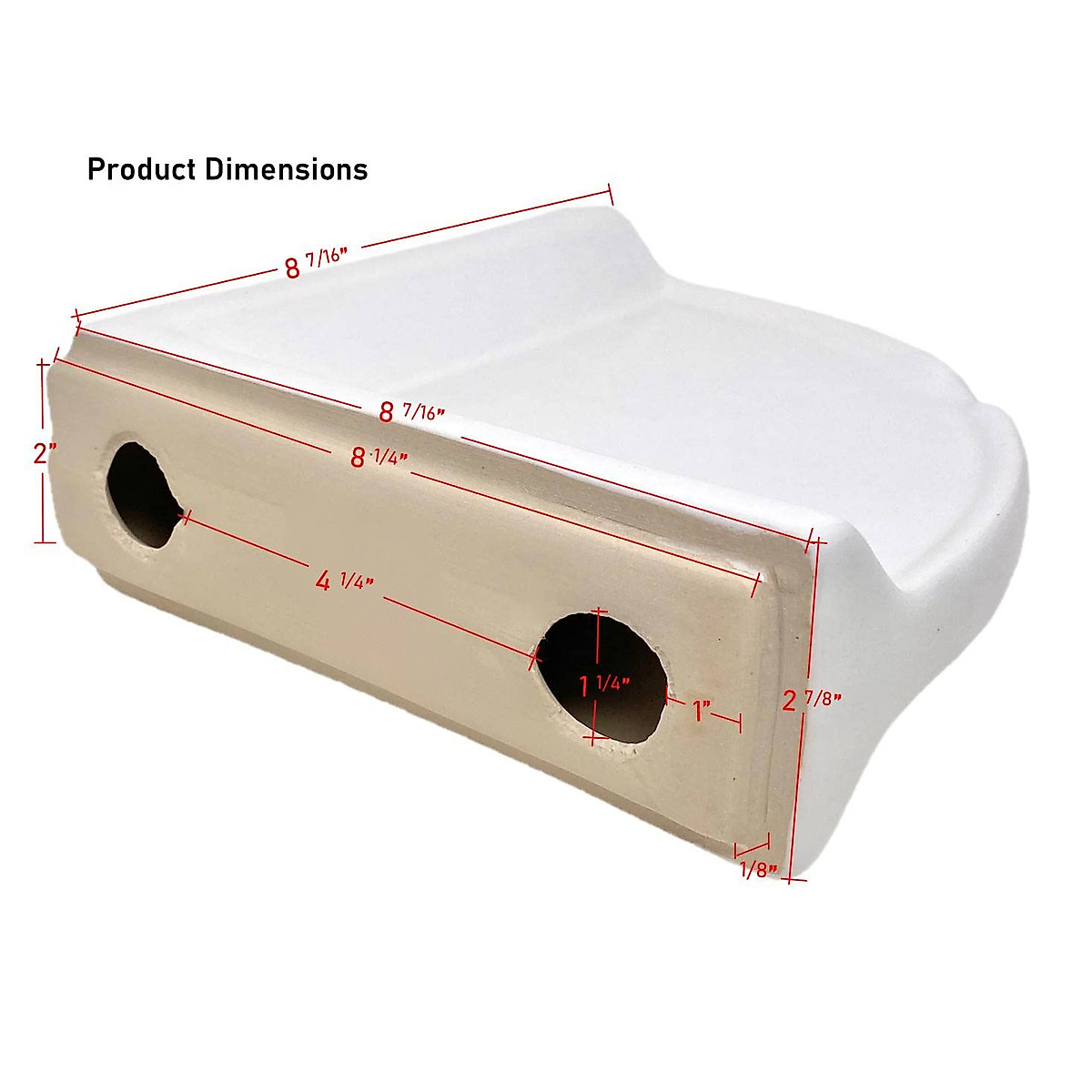 Tenedos White Glazed Ceramic Bathroom Accessory (Corner Shower) - Shampoo and Big Soap Holder- Not Flat Surface Installation