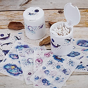 LYroo 2 Pack Qtip Holder Dispenser for Cotton Ball,Cotton Swab,Cotton Round Pads,Floss White Plastic q tip holder Jar with lids Set for Bathroom Bedroom Storage