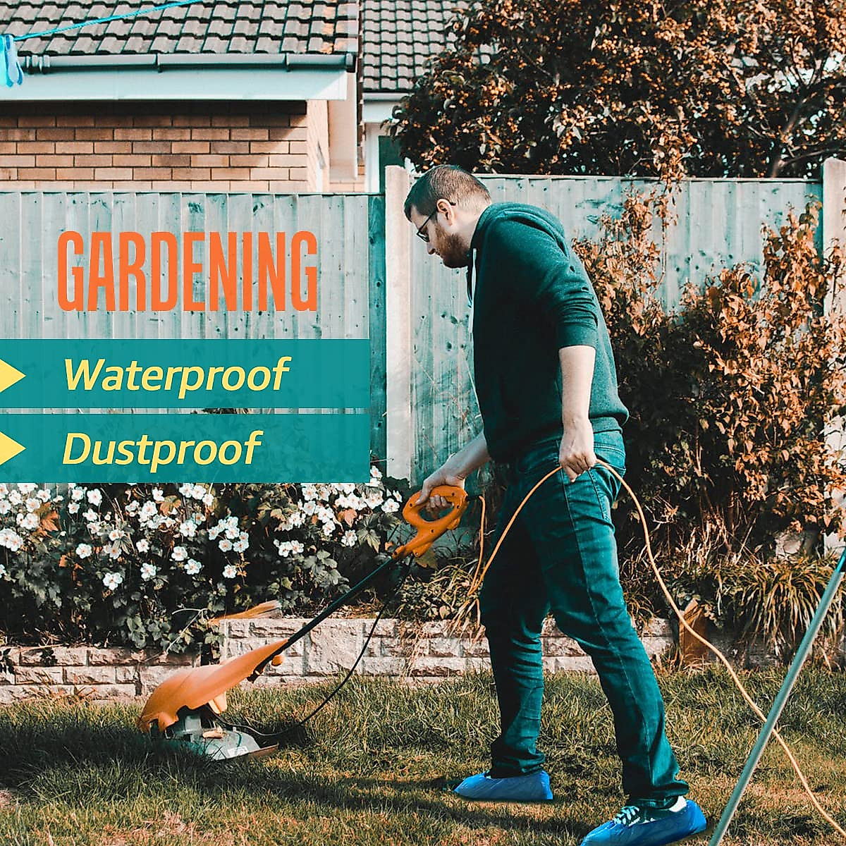 Shoe Covers Disposable Non Slip -100 Pack(50 pairs) 15.7'' Hygienic Foot Booties Covers Disposable Recyclable Waterproof Shoe Booties for Indoors, Fits Large Size Up to US Men's 11 & US Women's 13