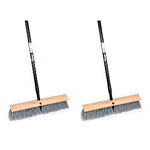 American Select Tubing PBME18001-2 18" Multi-Surface Push Broom with Sturdy Extendable Handle (2 Pack)