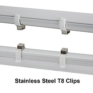 (24-Pack) JESLED T8 U Clips Holder Bracket for 8FT LED Light Bulbs, LED Fluorescent Tube Replacement Mounting Accessories, Stainless Steel Lamp Support, Lampholder, Pipe Clamps to Prevent Sagging