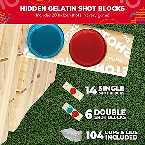SWOOC Games - Giant Tower Party Game with Hidden Jello Shots - Includes Disposable Cups, Lids & Carrying Case - Stacks up to 5ft - Tipsy Topple Game for Adults - Giant Outdoor Games - Jumbo Bar Games