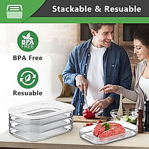 NEEJUM Deli Meat Container for Fridge, Stackable Bacon Cheese Container for Refrigerator, Food Storage Boxes with Lid for Cold Cuts, Lunch Meat, Salami, Meal Prep Containers, BPA Free, 3pcs