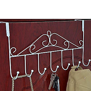 ZYHOOOE Over Door Hanger Organizer,7 Hooks Metal Storage Rack for Home Use Hats Coats Key Bag Clothes Scarfs