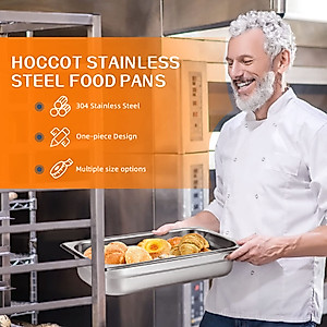 HOCCOT Full Size Hotel Pan 6 Packs, 4" Deep 304 Stainless Steel Steam Table Pan for Chafing, Commercial Food Pan for Hotel, Buffet, Restaurant, Party, Catering Food Pan for Food Supply & Storage