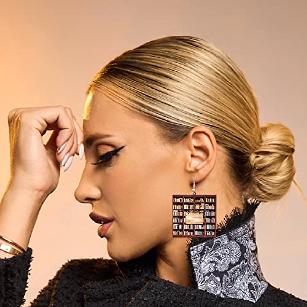 Teacher Earring for Women,Back to School Acrylic Earrings Book Lover Earrings Heart Librarian Grade Earring Decor Pendant Bookworm Gift for Book Lover ((bookcase)